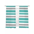 Art Stripes Teal White Grey Lines Chiffon Sheer Curtains 72 Inches Long ...