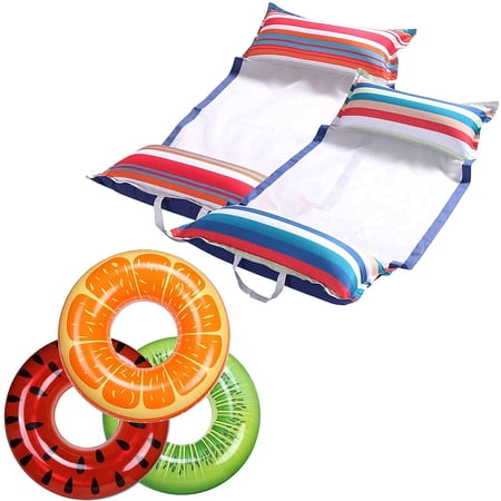 Inflatable Pool Floats Swim Tubes Rings(3 Pack) and 2-Pack Soft Fabric ...