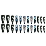 YIGSECU Press on Nails with Crow Branch Designs Long Almond False Nails ...