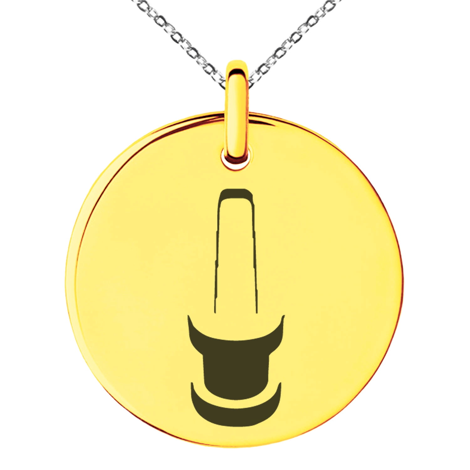 Stainless Steel Letter I Initial 3D Monogram Engraved Small Medallion ...