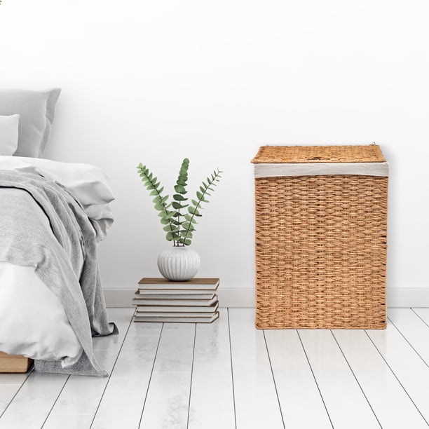Seville Classics Handwoven Lidded Removable Washable Canvas Liner ...