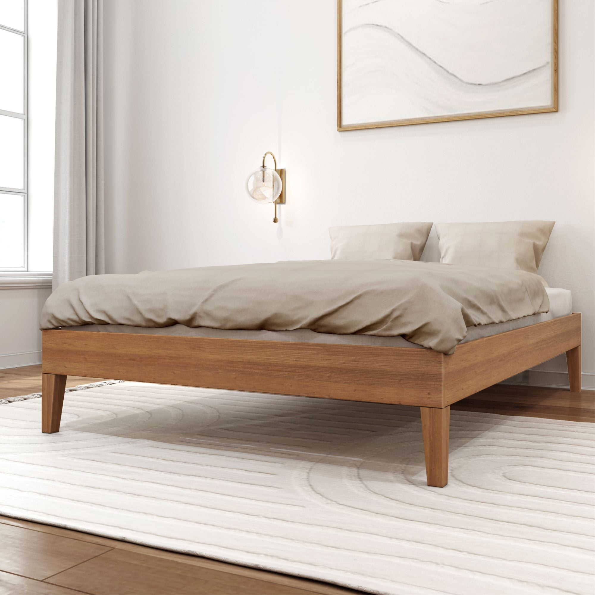 Lakehouse Full Size Bed Frame, Solid Wood Modern Adult Platform Bed, No ...
