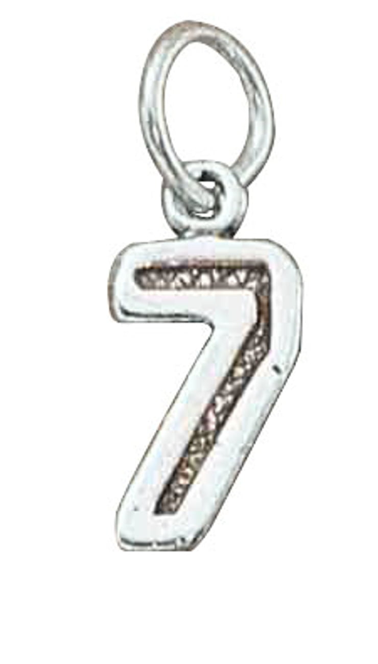 Sterling Silver 24" 1mm Box Chain Jersey Number Seven 7 Pendant ...