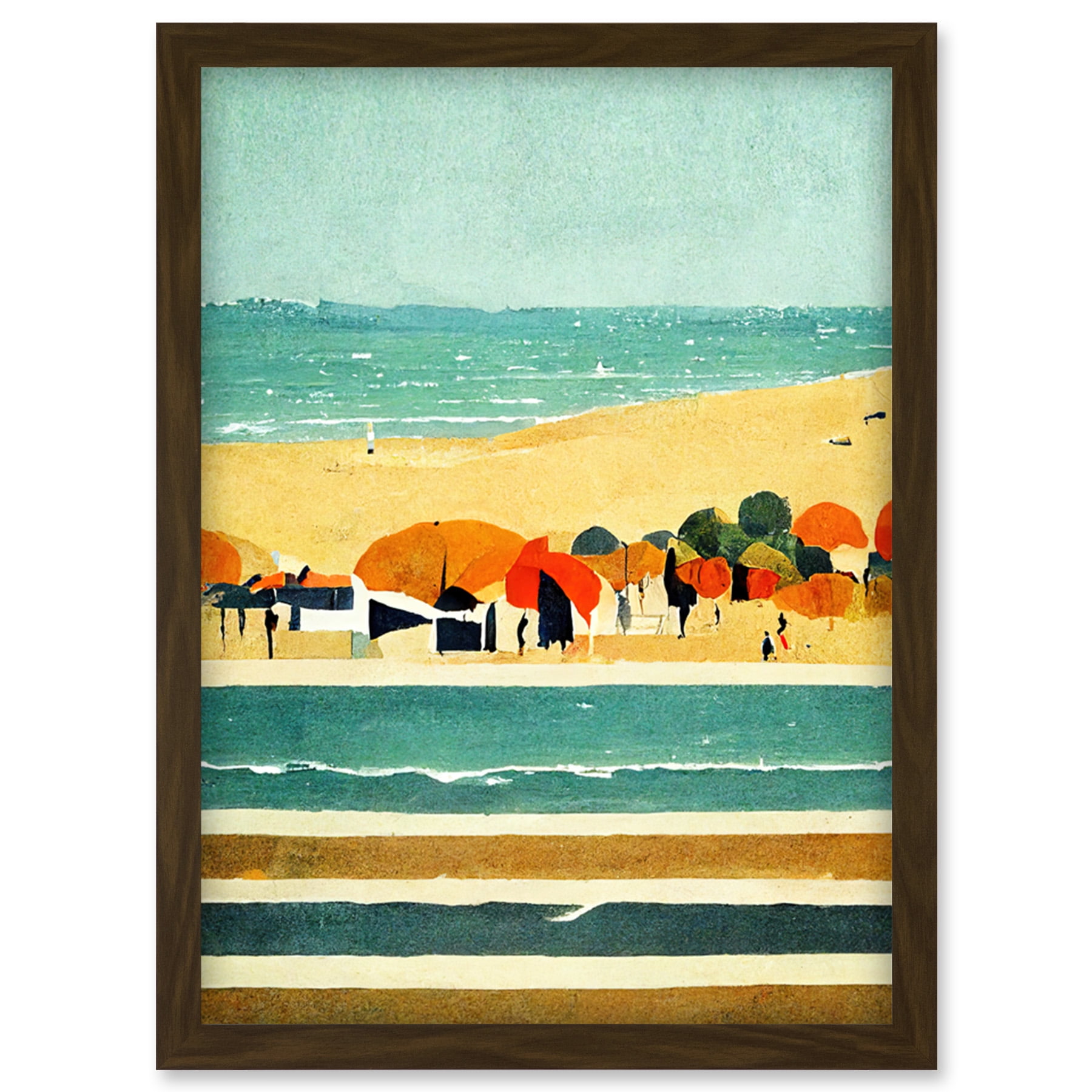 Abstract Modern Painting Summer Beach Scene French Riviera Artwork ...