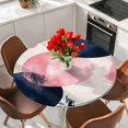 Bohemian Minimalist Color Block Round Fitted Tablecloth with Elastic ...
