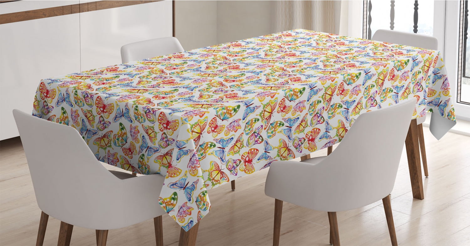 Butterfly Tablecloth, Vibrant Animals Psychedelic Sixties Inspired ...