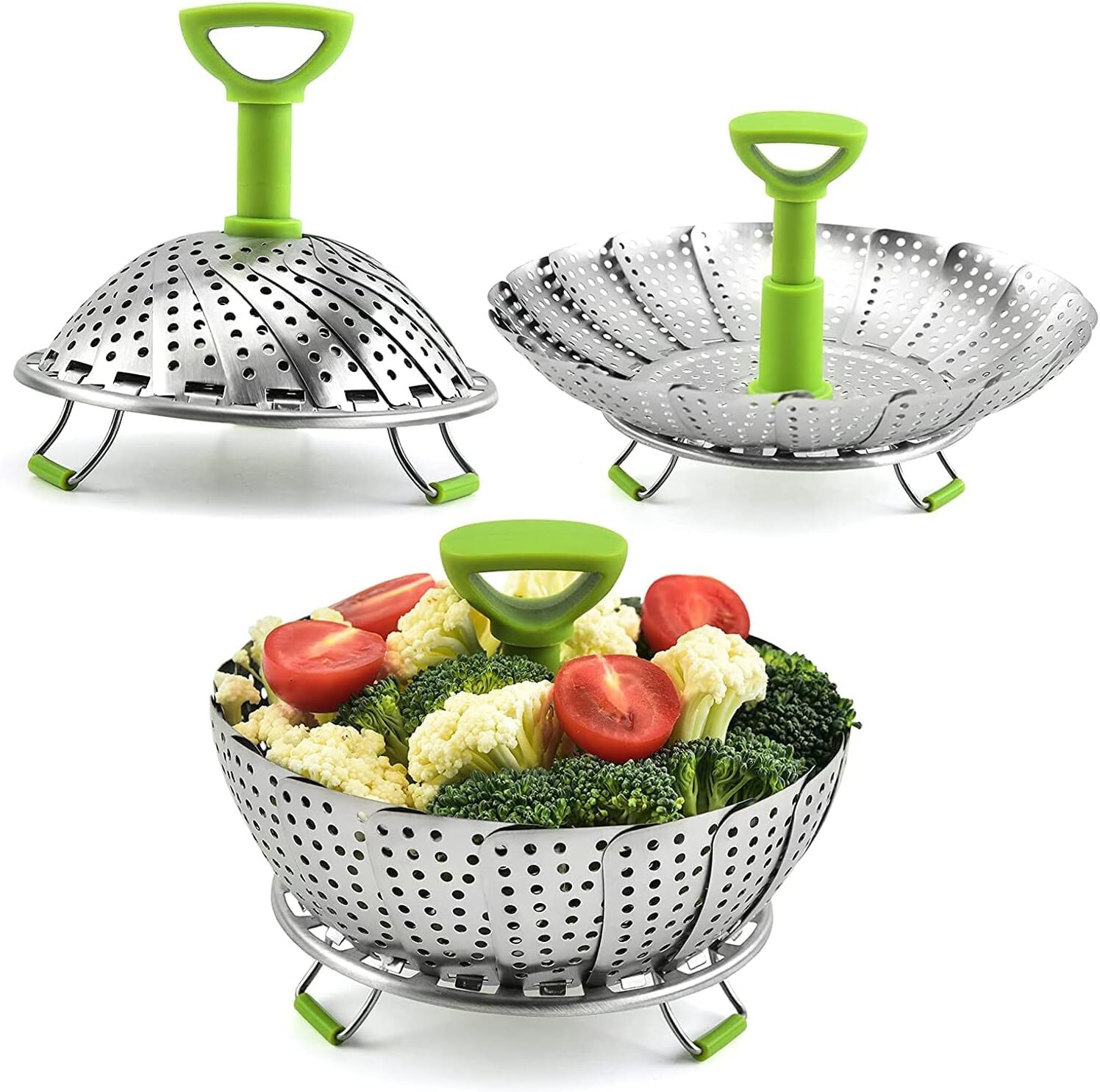 Steamer Basket Stainless Steel Vegetable Steamer Basket Folding Steamer ...