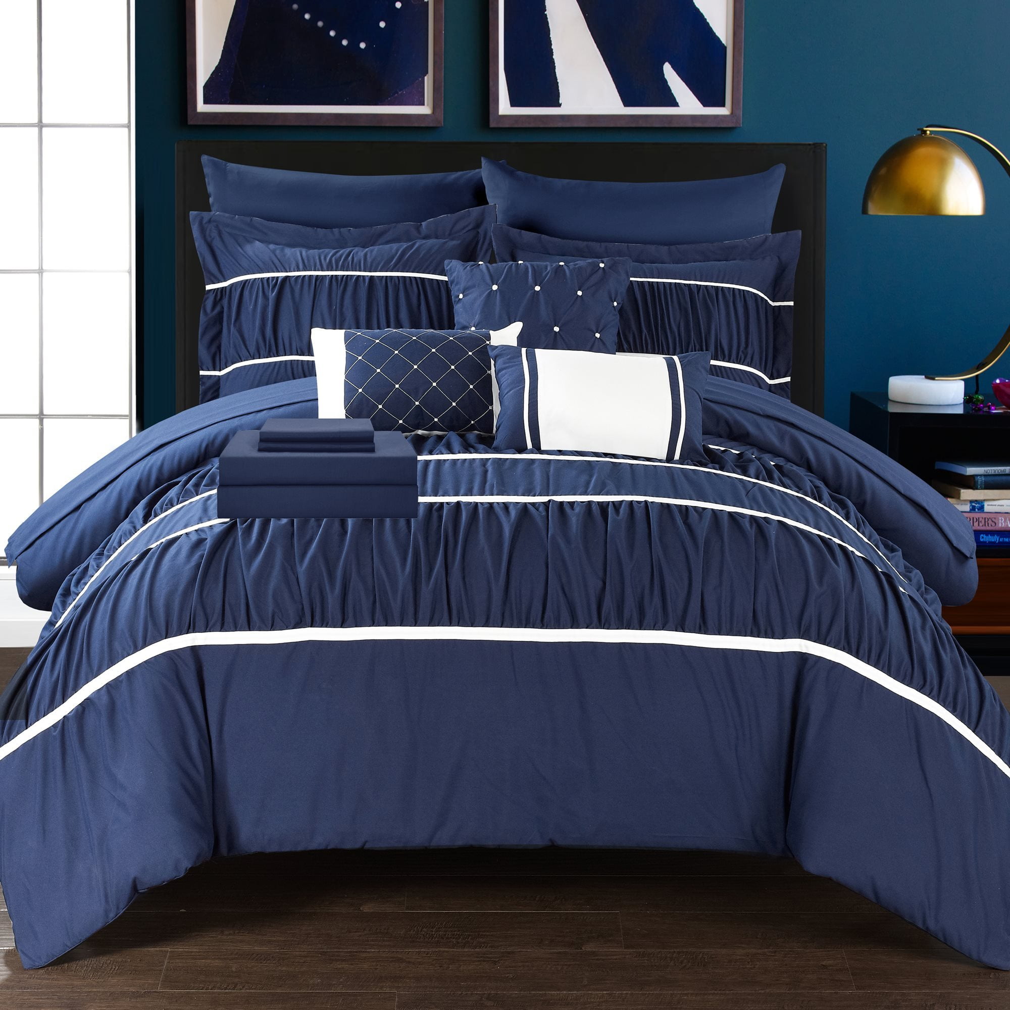 Stieg 10 Piece Comforter Bed in a Bag Sheet Set Decorative Pillows ...