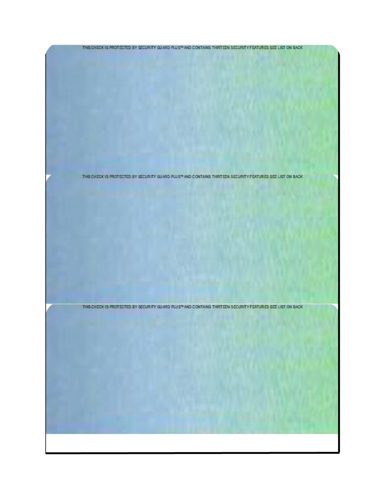 Zapco High-Security Check Paper, Blue-Green Gradient w Multiple Complex ...