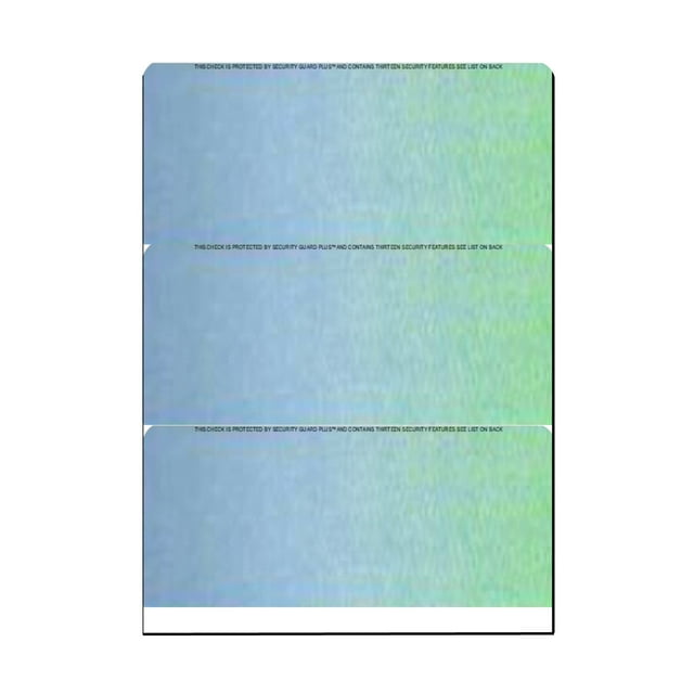 Zapco High-Security Check Paper, Blue-Green Gradient w Multiple Complex ...