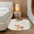 Cute Deer Large Round Rug 7Ft Spring Pink Rose Flower Green Leaf Border ...