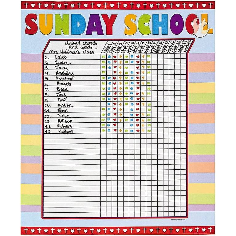 Sunday School Attendance Chart Template