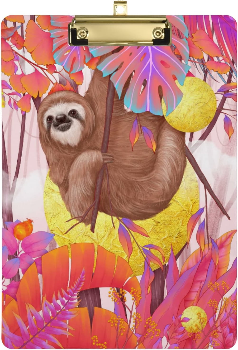 FMSHPON Tropical Leaves Sloth Clipboard Hardboard Wood Nursing Clip ...