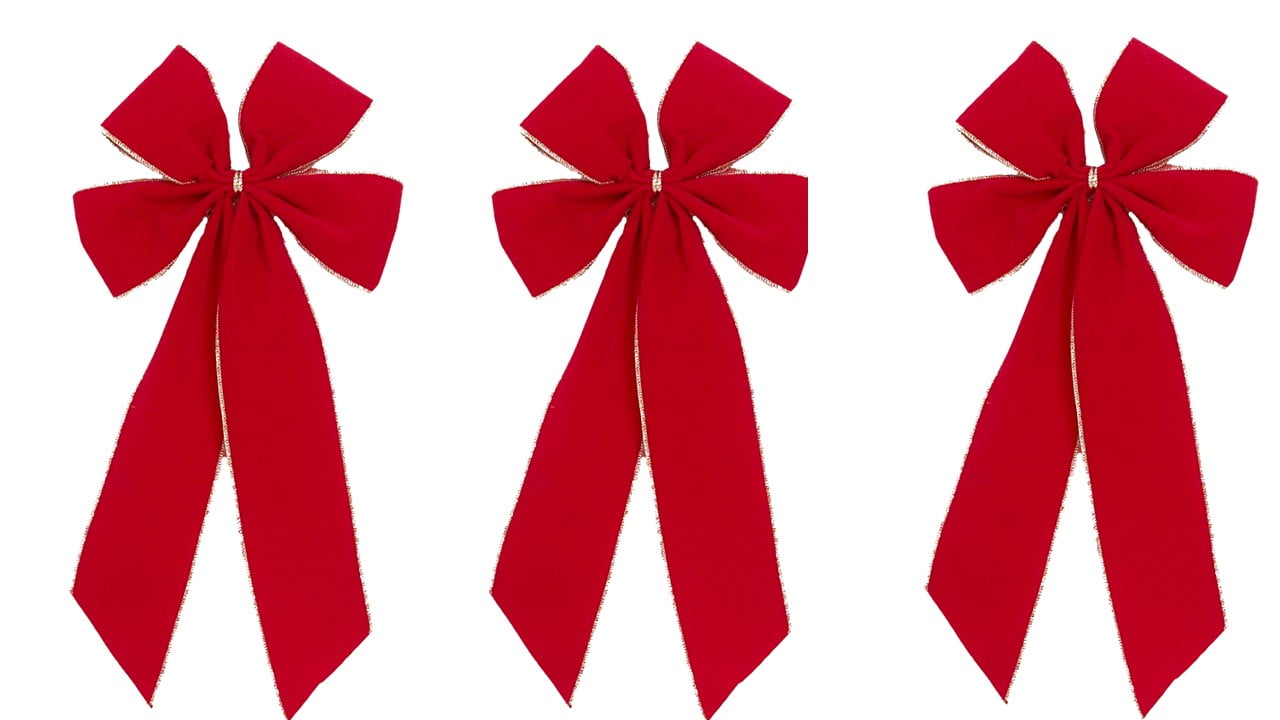 Red Velvet Outdoor Christmas Bows By Independence Bunting 3 Pack 4