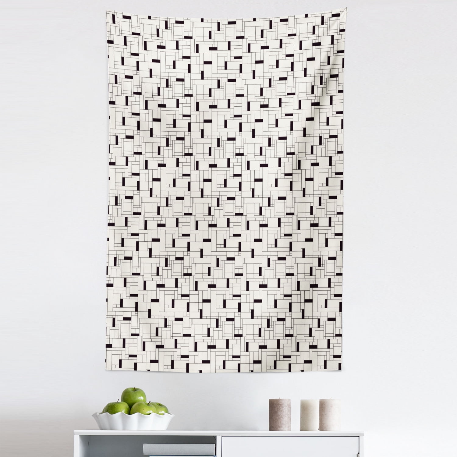 Geometric Tapestry, Modern Grid with Rectangular Shapes Contemporary ...