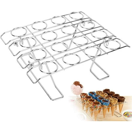 Cupcake Cone Baking Rack, 16 Slot Stainless Steel Ice Cream Rack Cone ...