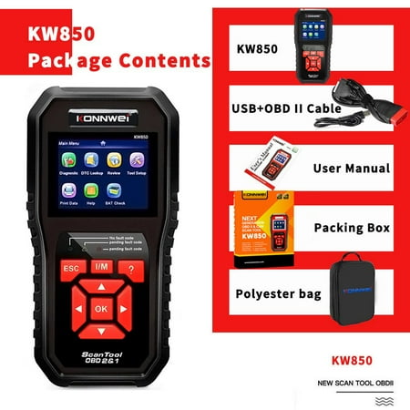 KONNWEI OBDII Scanner Code Reader (KW850) Professional OBDII Anto ...