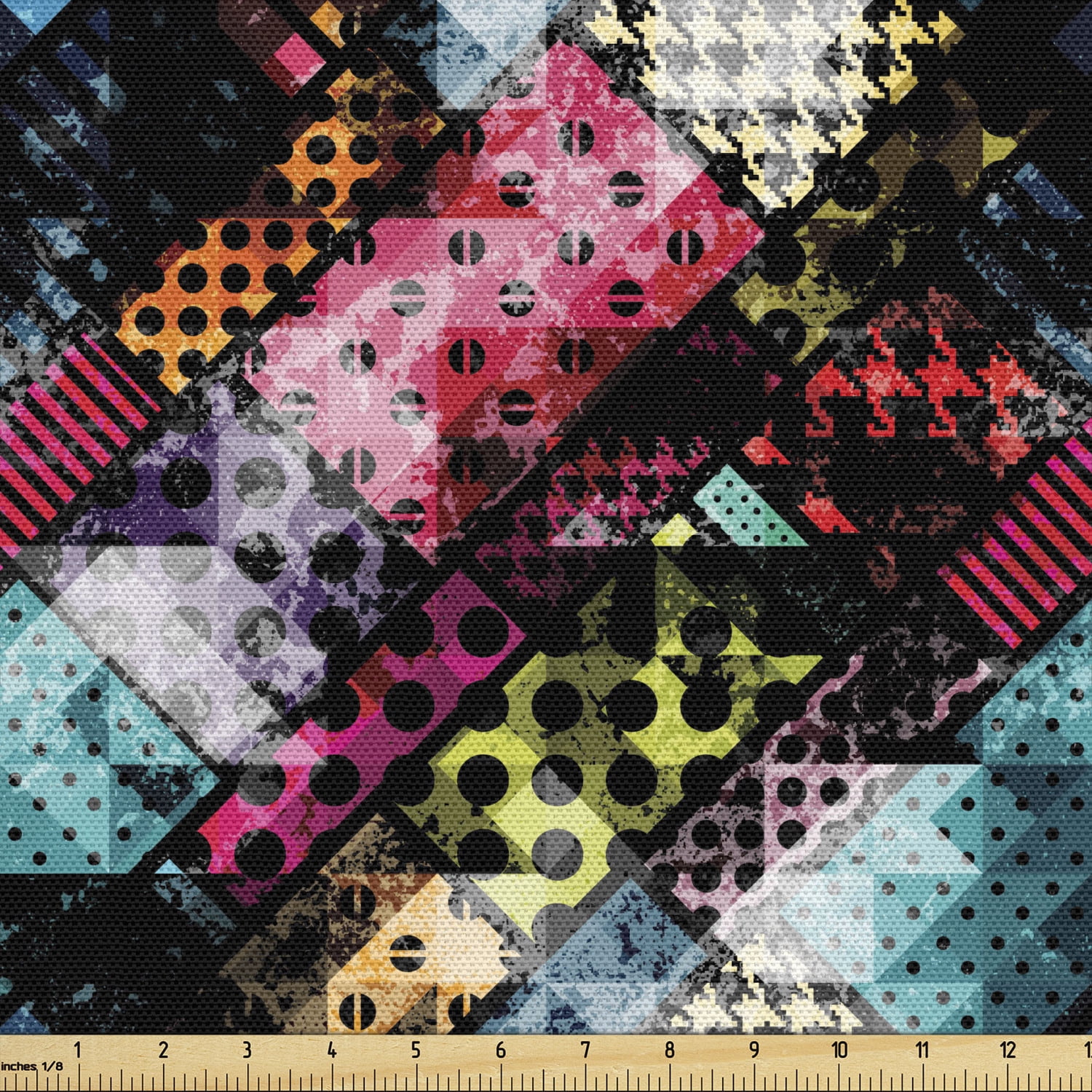 Abstract Upholstery Fabric by the Yard, Vibrant Rectangles Traditional ...