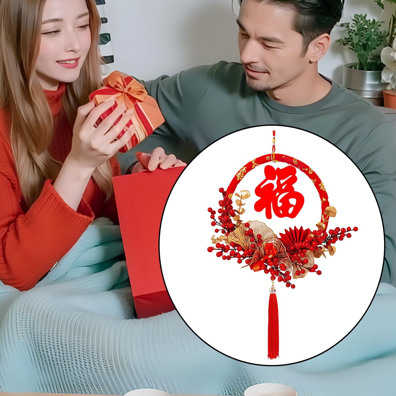 Corona de año Nuevo 2024 Corona de año Lunar Puerta Delantera ...