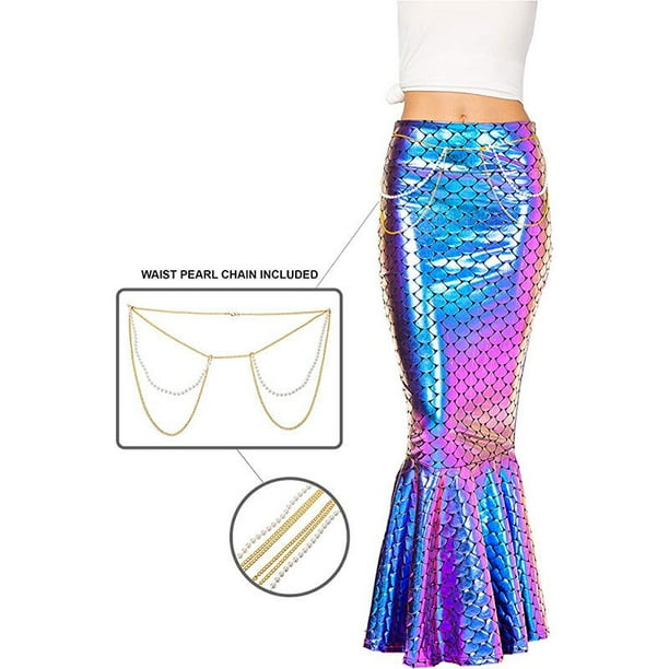 KUIZAP Women's Mermaid Tail Skirts Halloween Costumes Fish Maxi Skirt ...