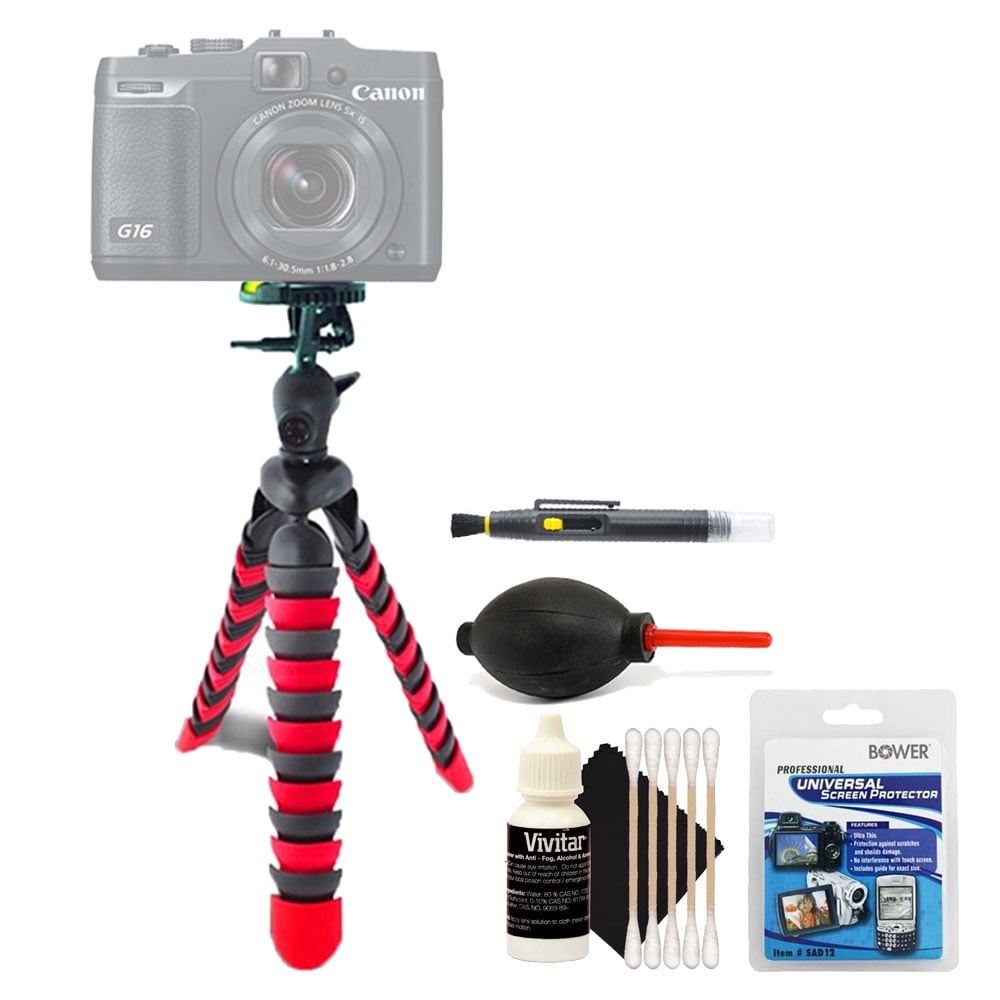Flexible Tripod with Top Cleaning Accessory Kit for Canon PowerShot ...
