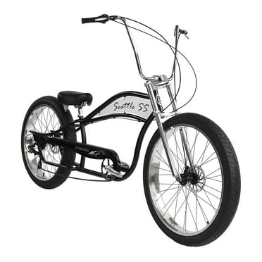 Micargi Seattle SS Cruiser Bicycle, 7 Speed, Black with White Plate ...