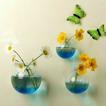 Efavormart 3 Pack Trapezoid Shaped Glass Wall Vase Hanging Glass ...