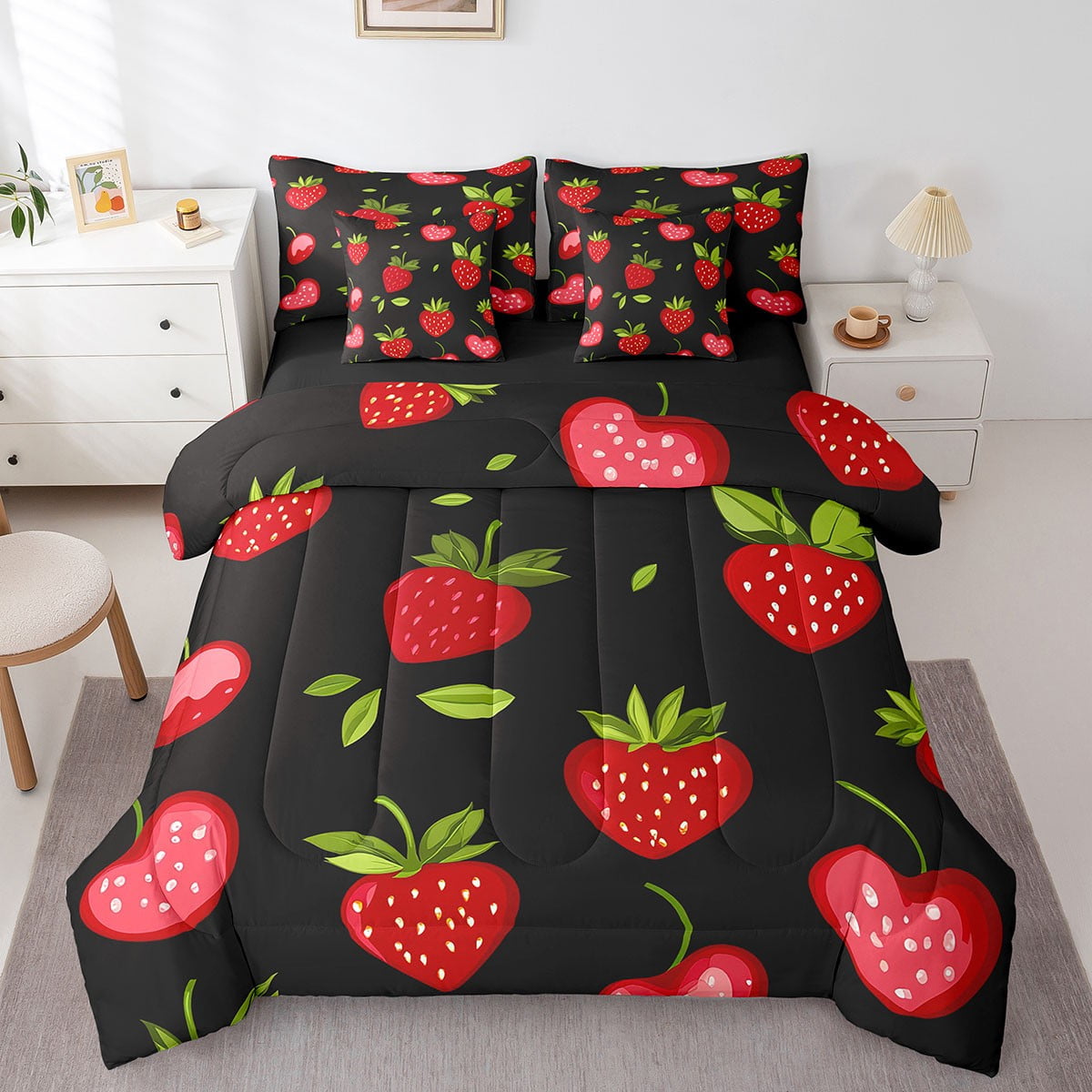 Click here for Yst Girls Strawberry 7 Piece Bedding Set Twin Size... prices
