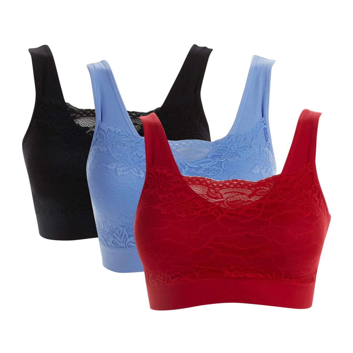 Rhonda Shear - Rhonda Shear 3 Pack Seamless Lace Overlay Bra - Walmart ...