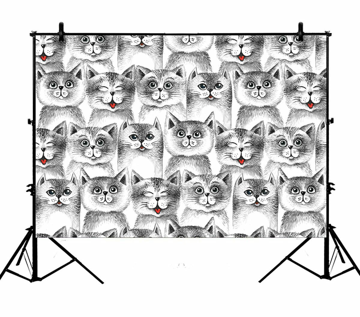 PHFZK 7x5ft Cute Cats Seamless Pattern Photography Backdrops Polyester ...