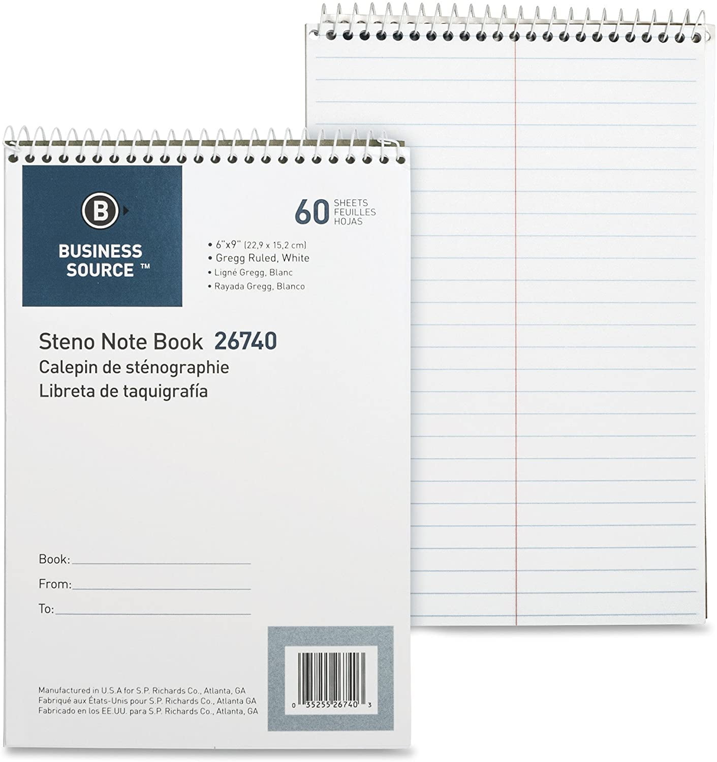 Business Source 6 x 9 Inches Steno Notebook, Gregg Ruled, 60 Sheets ...