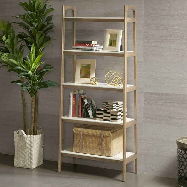 Ladder Bookshelf, Modern 5-shelf Bookcase, Solid Wood Frame ...