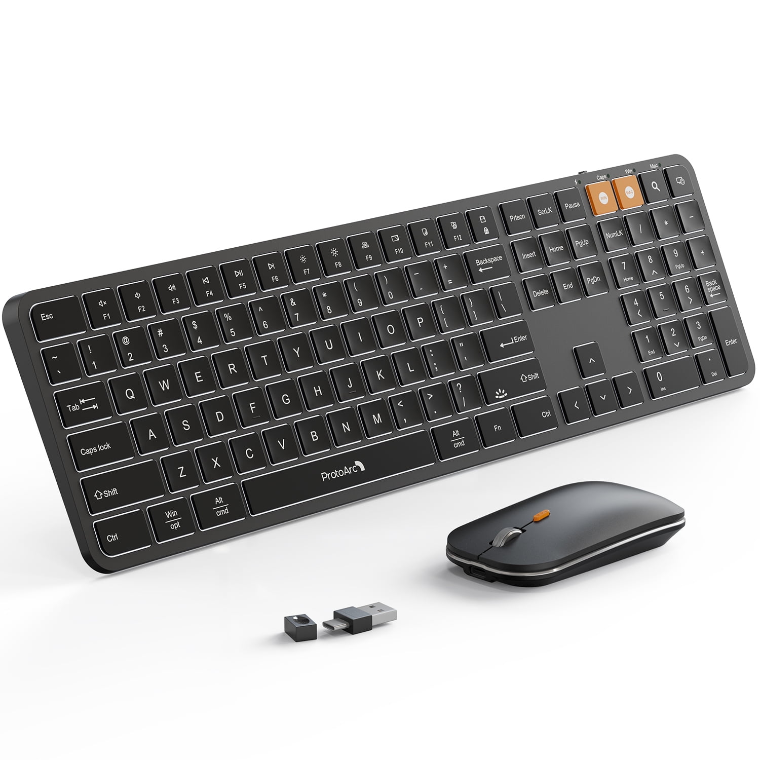Mac Wireless Keyboard and Mouse ProtoArc KM100 Backlit Ultra Slim ...