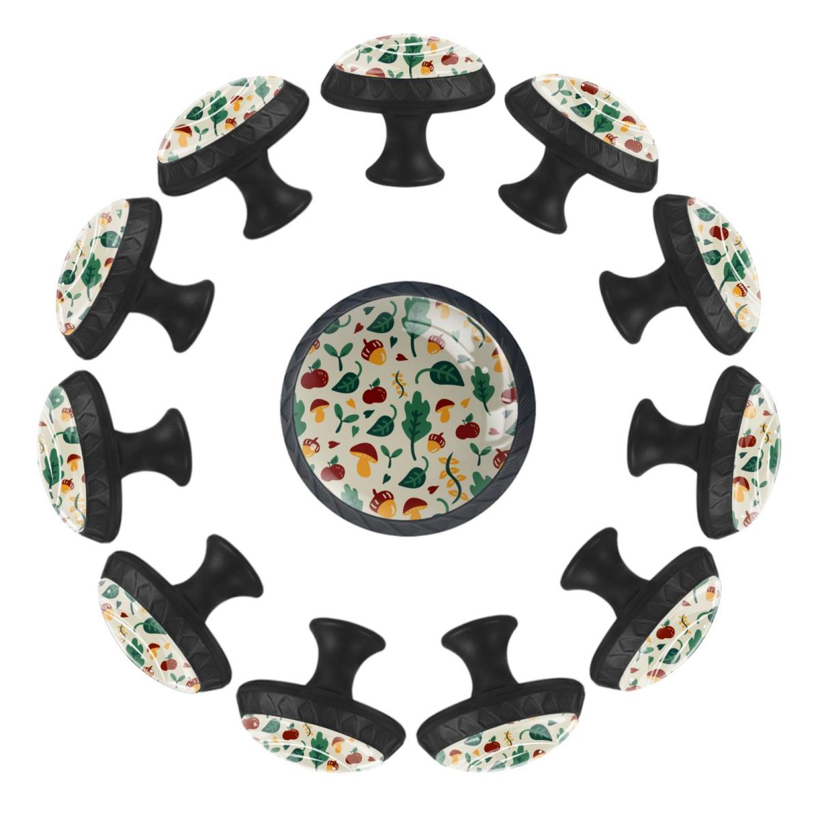 12 Pack Round Crystal Glass Knobs Mushrooms Pattern Pull Handle for ...