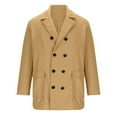 CHEEREAM Mens Pea Coat Notch Lapel Double Breasted Short Trench Coat ...