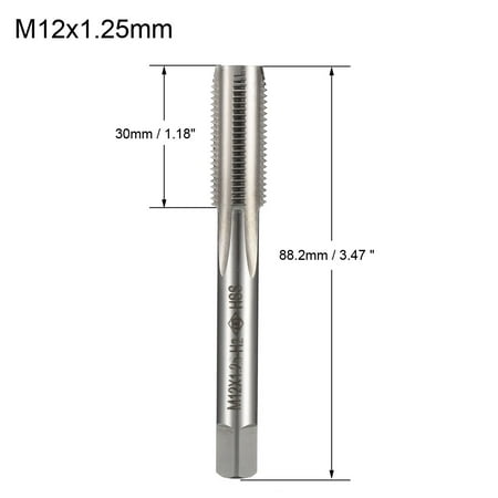 Metric Taps M12x1.25mm Pitch H2 Right Hand Thread Plug Tap HSS for ...