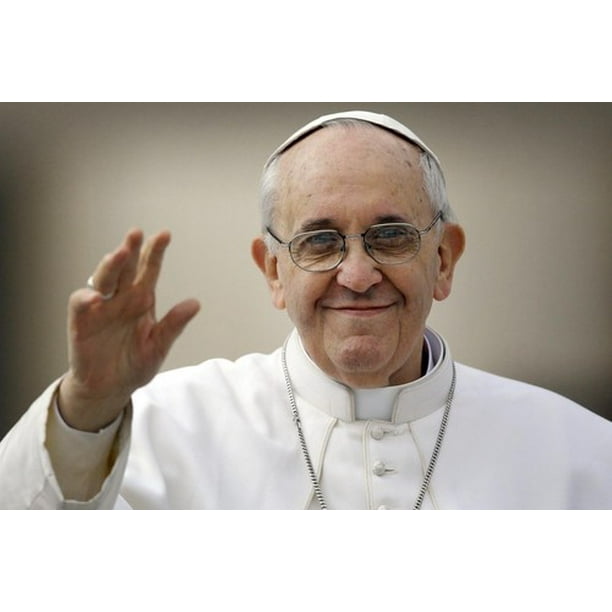 Pope Francis in white robes waving Roman Catholic 24x36 Poster ...