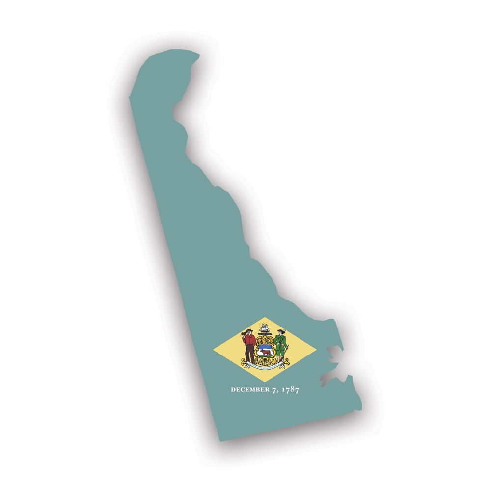 Delaware State Shaped Flag Sticker Decal - Self Adhesive Vinyl ...
