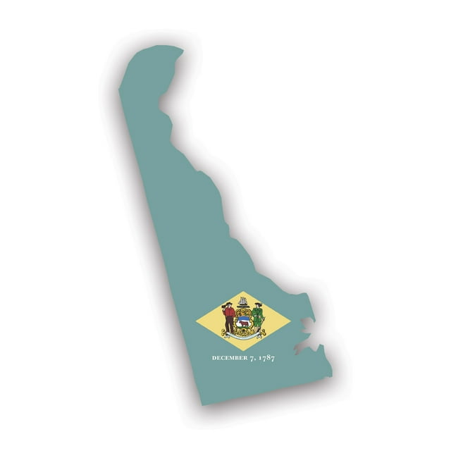 Delaware State Shaped Flag Sticker Decal - Self Adhesive Vinyl - Weatherproof - Made in USA - de ...
