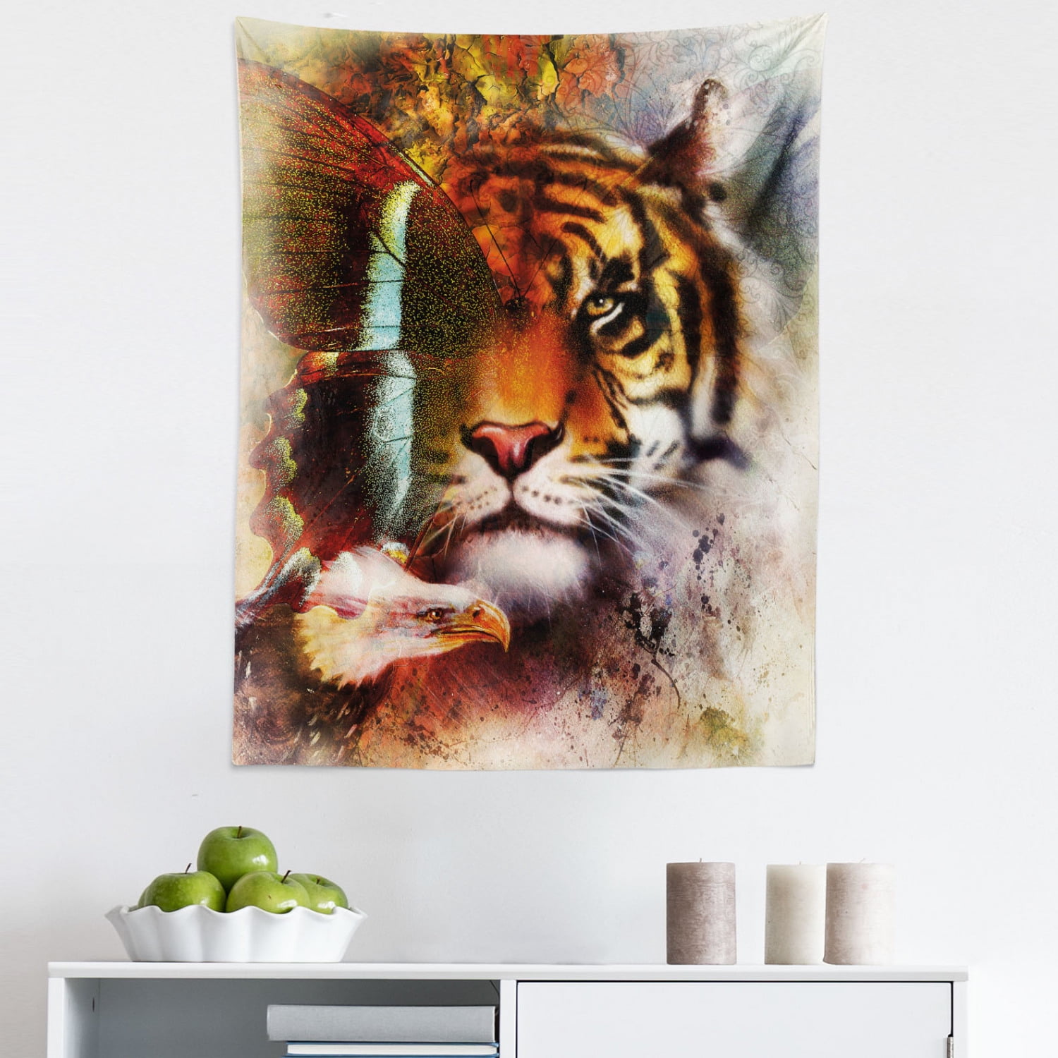 Tiger Tapestry, Various of Nature Large Bengal Cat Bald Eagle Butterfly ...