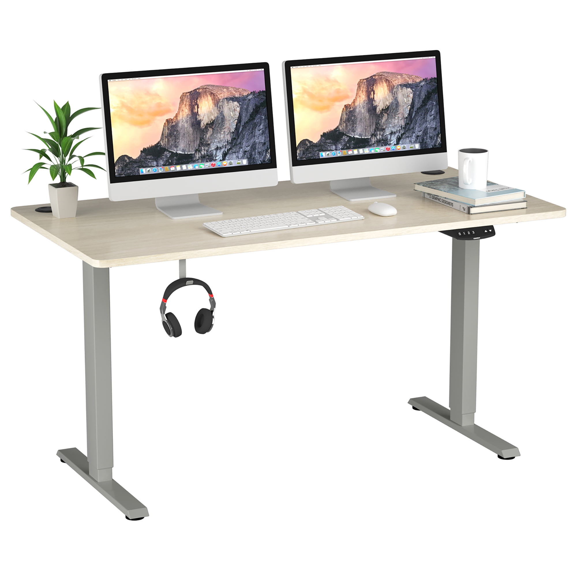 Costway 55'' x 28'' Electric Adjustable Standing up Desk Dual Motor w ...