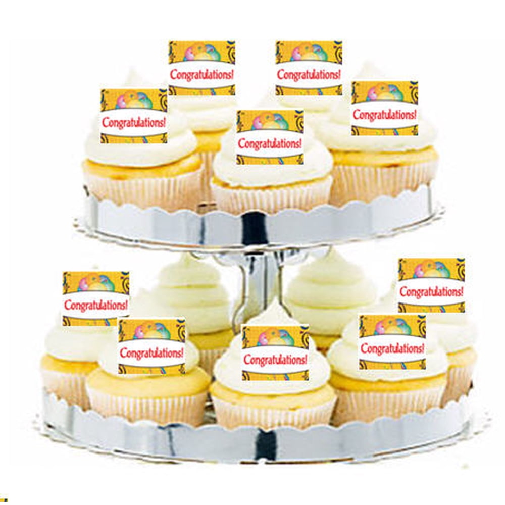 24pk Congratulations Colorful Edible Cupcake Decoration Toppers / Picks ...