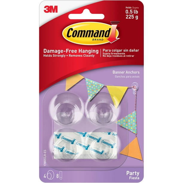 Command Party Banner Anchors, Clear, 4 Anchors, 8 Strips/Pack - Walmart.com