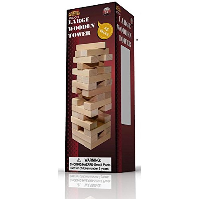 Real Wood Games 48 Piece Large Wood Tower Game - Walmart.com