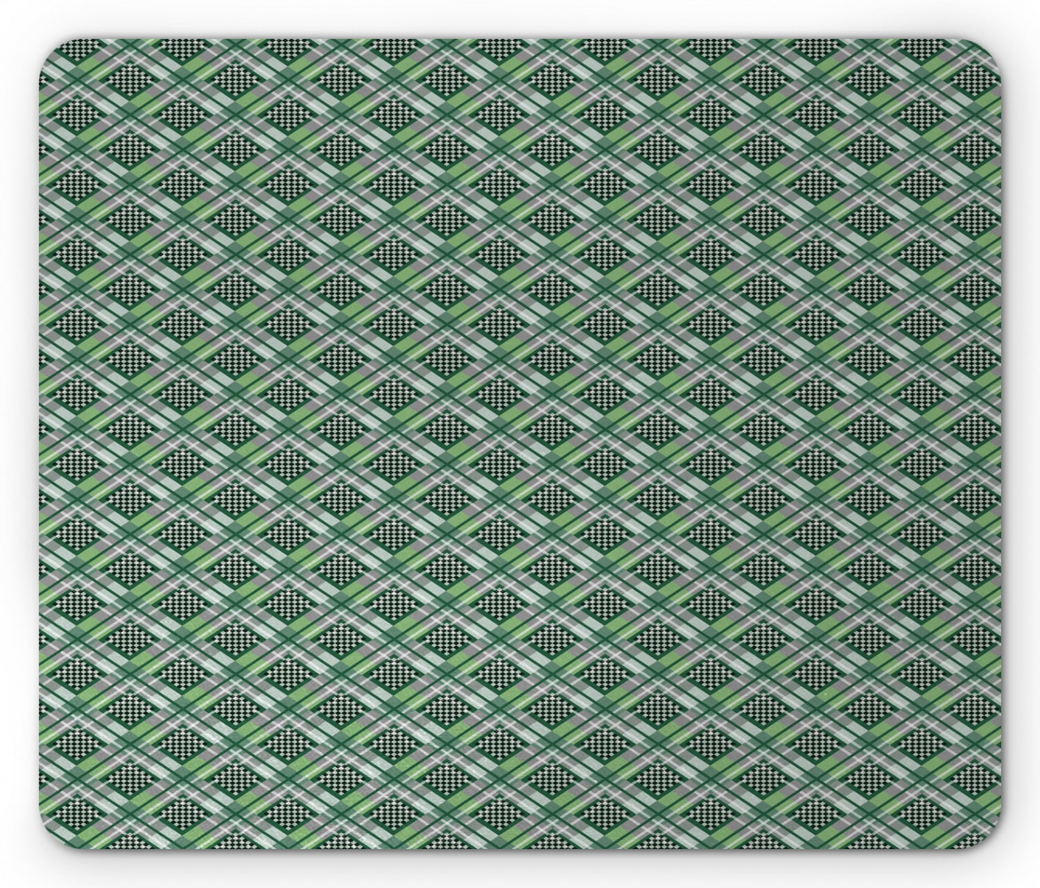 Hunter Green Mouse Pad, Checkered Pattern with Squares and Crossing ...