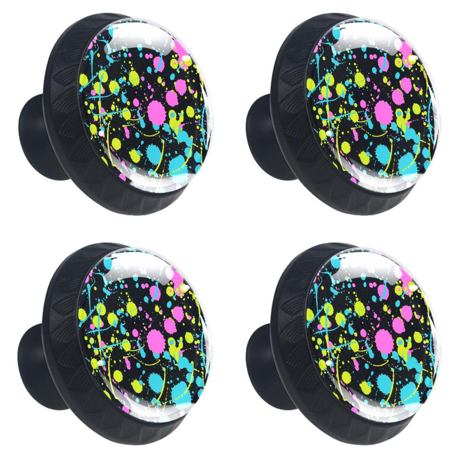 4 Pcs Graffiti Stains Knobs for Kitchen Cabinet Cupboard Dresser ...