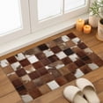 Abstract Plaid Door Mat 18x30 Inch Dark Brown Checkerboard Stitching ...