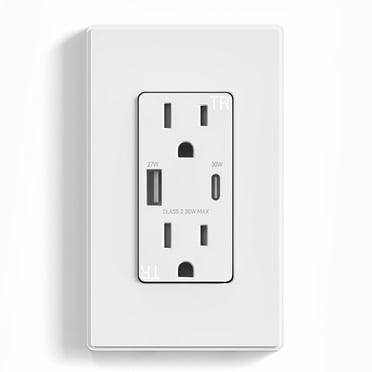 4.8A USB Outlet, USB Wall Outlet 15A TR Receptacle Capability, USB ...