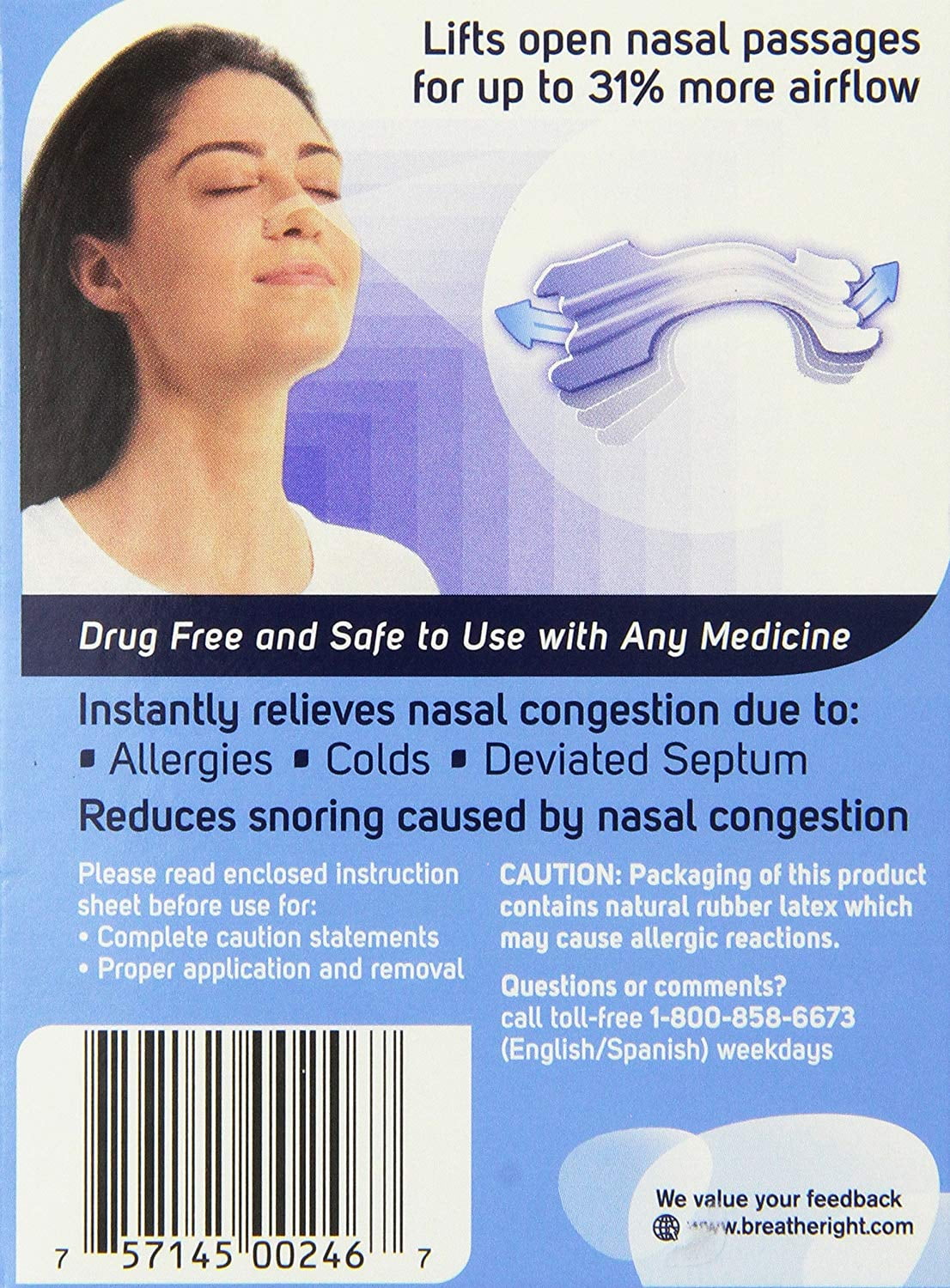 Nasal Strips Clear Large 30 Strips Relieves Nasal Congestion Due To Colds And Allergies And