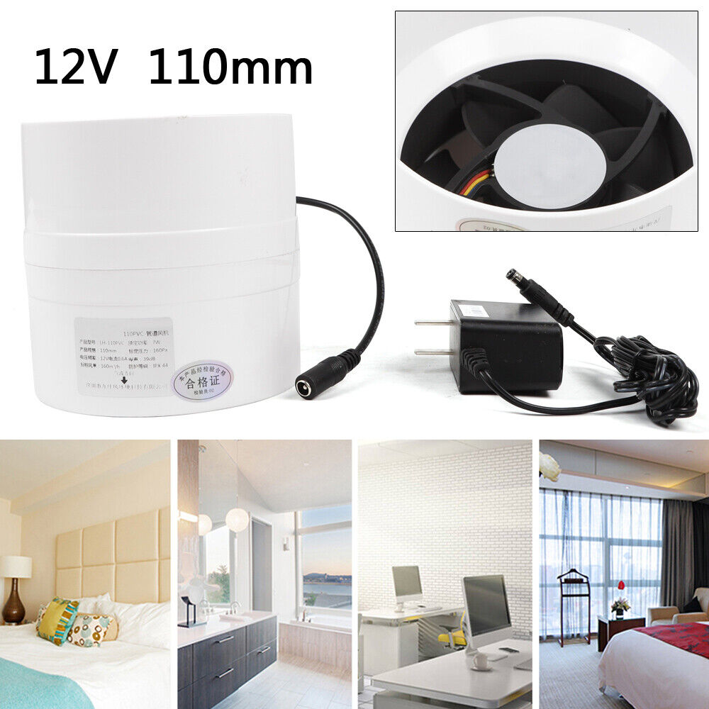 Miumaeov 110mm Mini Inline Duct Fan 12V Indoor Exhaust Fan Air ...
